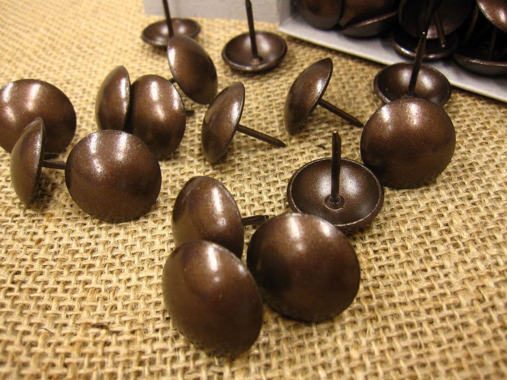 25 LARGE 24mm HEAD UPHOLSTERY NAILS - Antique on steel